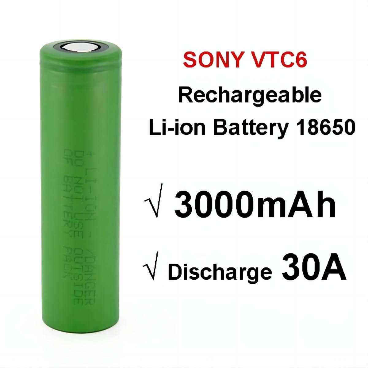 Sony Murata VTC6 18650 3000mAh 15A Battery – flashlightgo