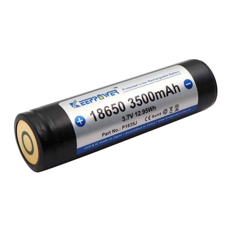 Keeppower P1835J 3500mAh 18650 protected li-ion battery with “+”“-” in ...