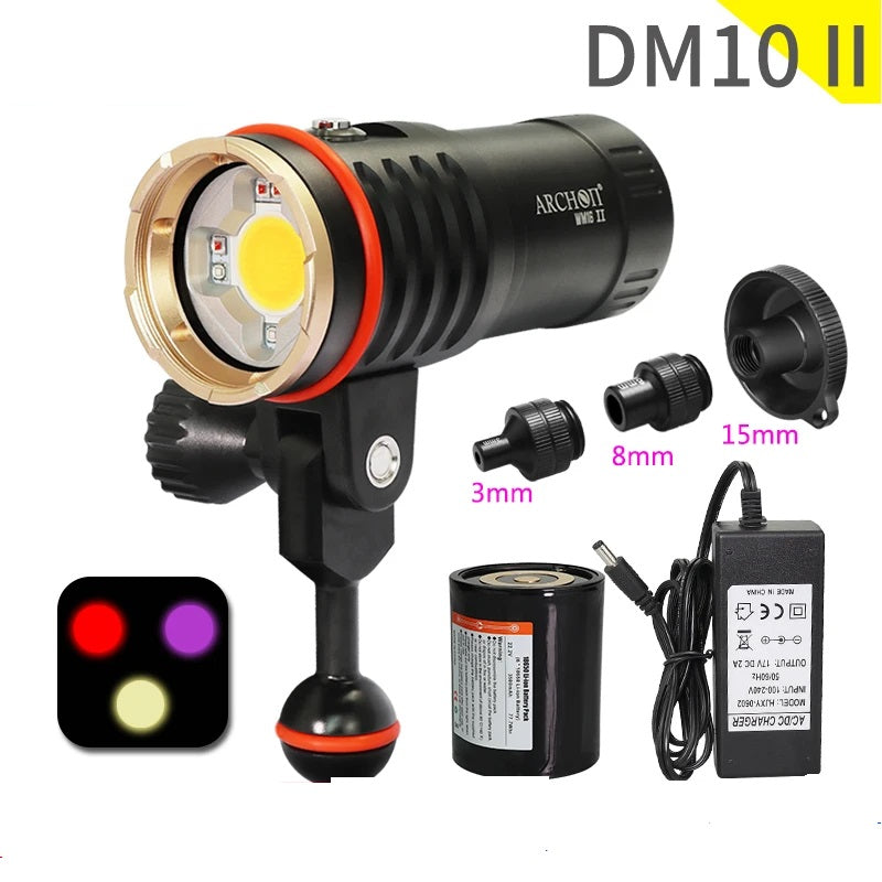 ARCHON DM10 II 3500lumens 3 color HD video diving photoraphy light ...