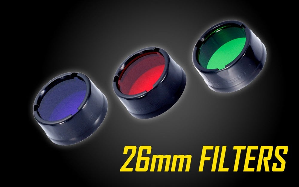 Nitecore 26mm Red, Green, or Blue Filter (NFR26, NFG26, NFB26) for MH12 ...